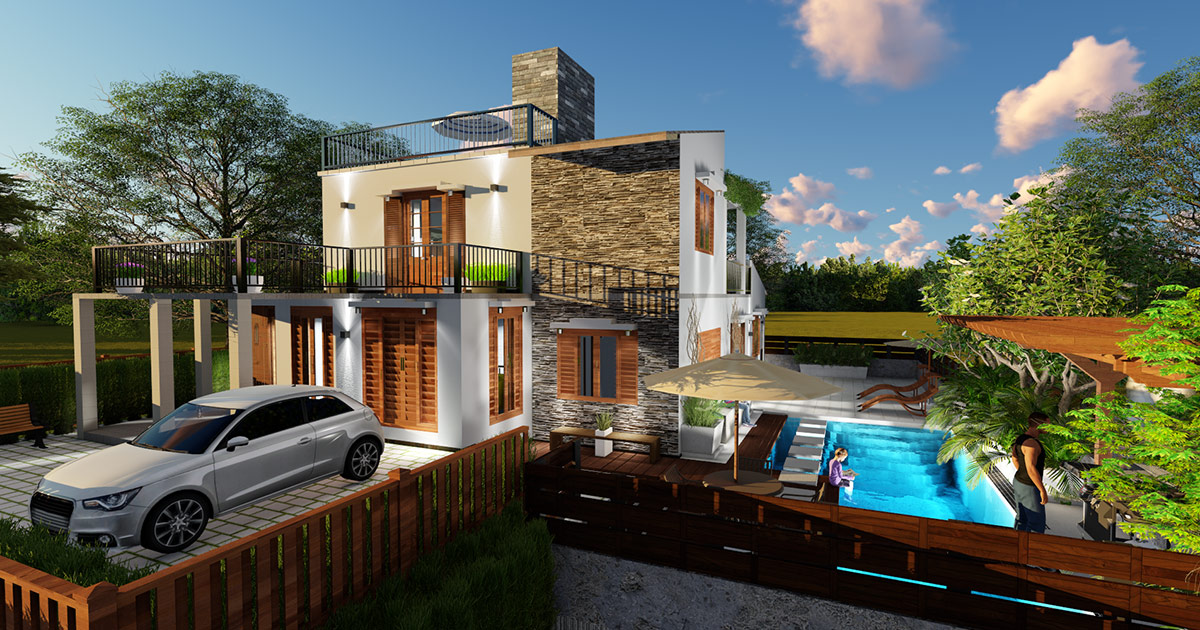 Kedella Homes|Two Story Modern Home Design With Swimming Pool in Sri Lanka